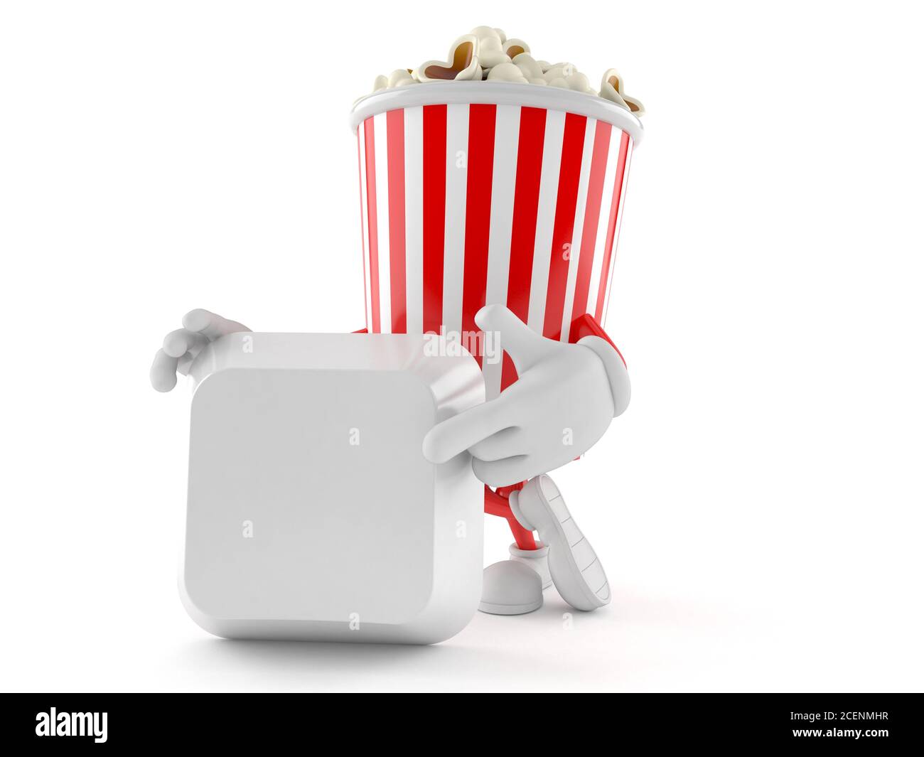 Popcorn character with blank keyboard key isolated on white background ...