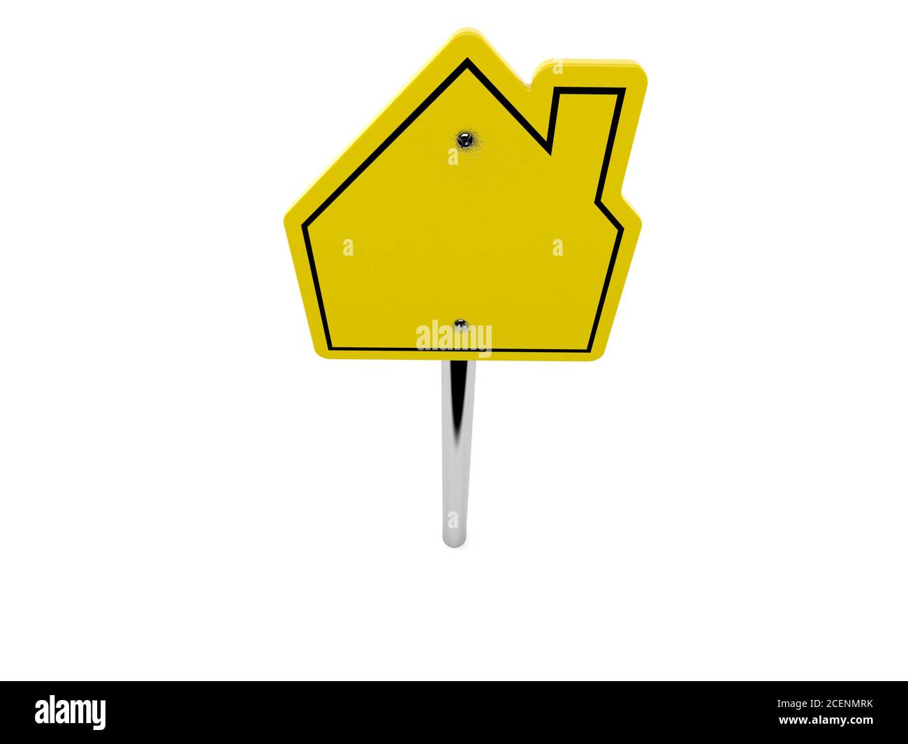 Road sign in house shape with blank space isolated on white background ...