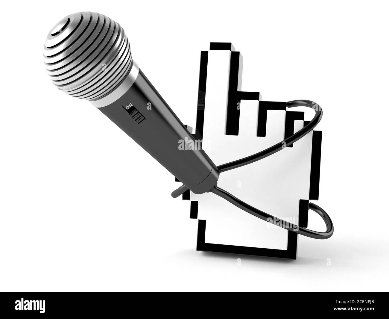 Cursor with microphone isolated on white background Stock Photo - Alamy