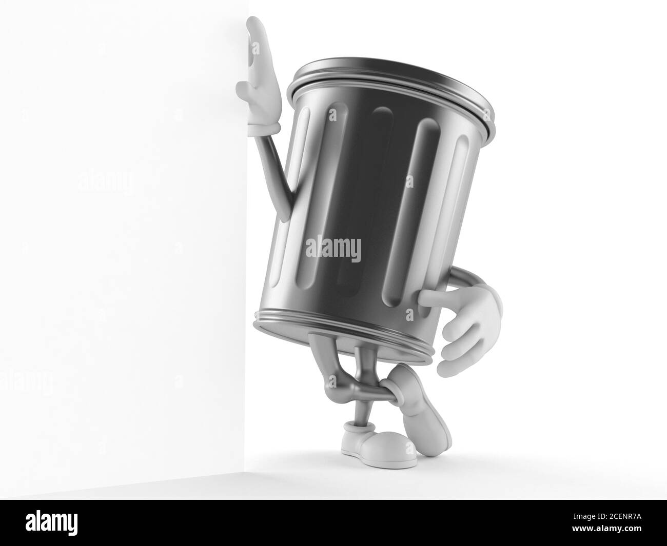 Trash can character isolated on white background Stock Photo - Alamy