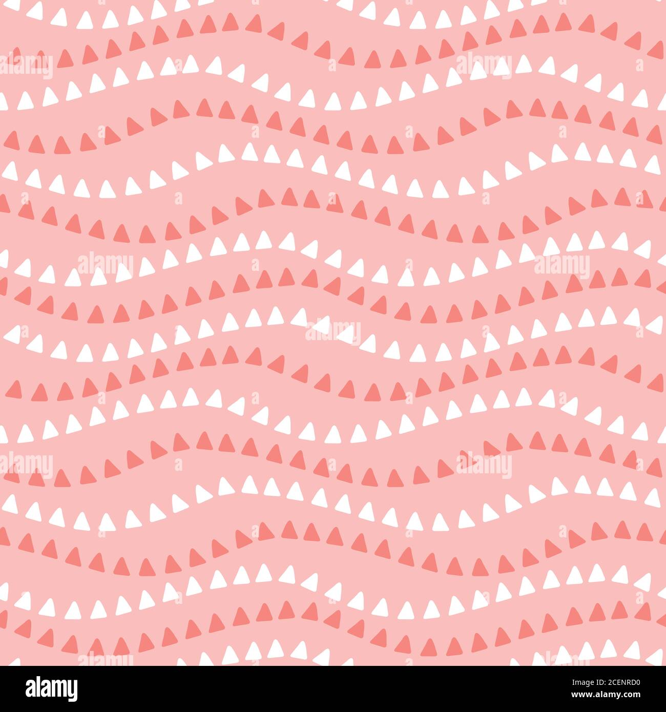 Triangle wave pattern. Cute vector seamless repeat pattern of pink and white triangles in a wavy ...