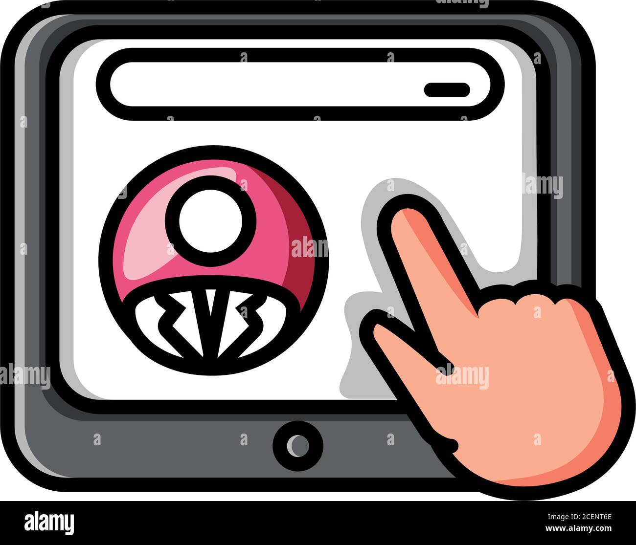 tablet screen with browser web page window, social network vector illustration design Stock ...