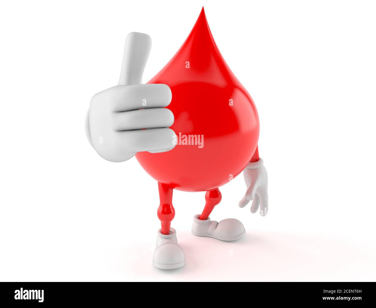 Blood drop character with thumbs up isolated on white background Stock ...