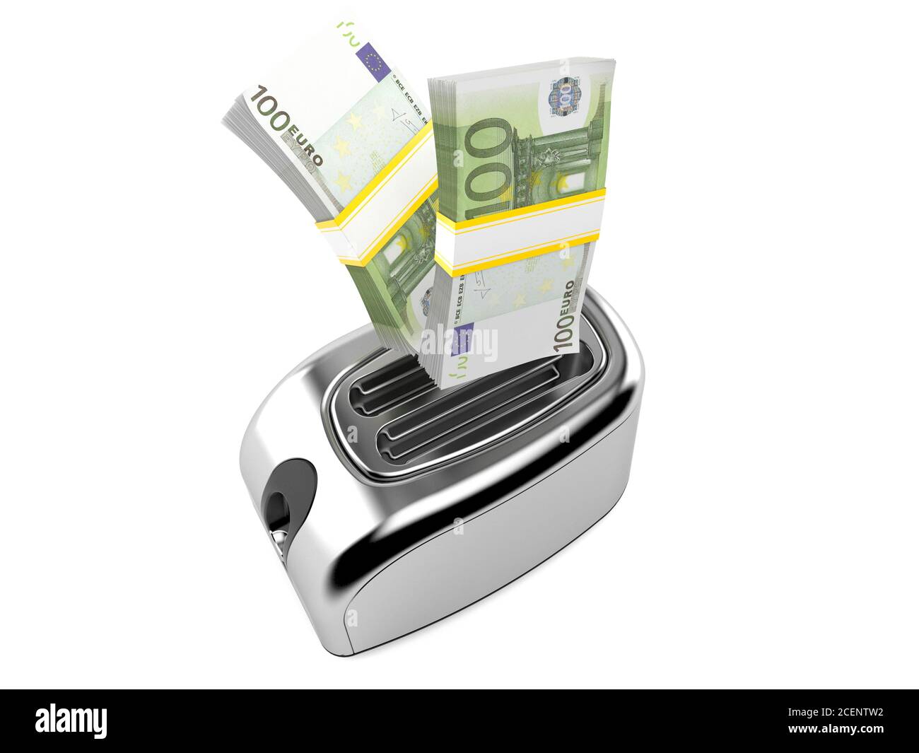 Toaster with euro money isolated on white background Stock Photo - Alamy