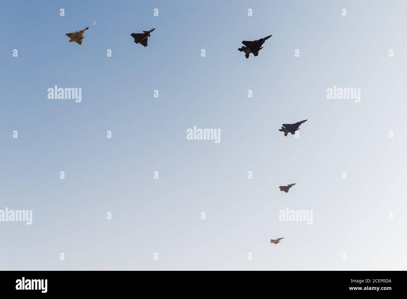 Qatari Emiri Air Force’s (QEAF) Mirage 2000s and Rafales fly in ...