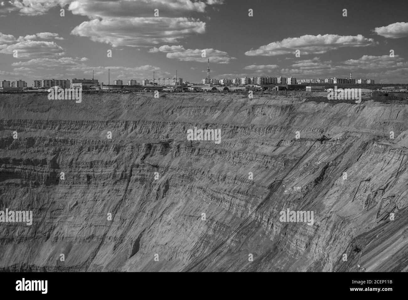 Diamond mining pit in the town of Mirniy, Yakutia, Russia. ALROSA Stock ...