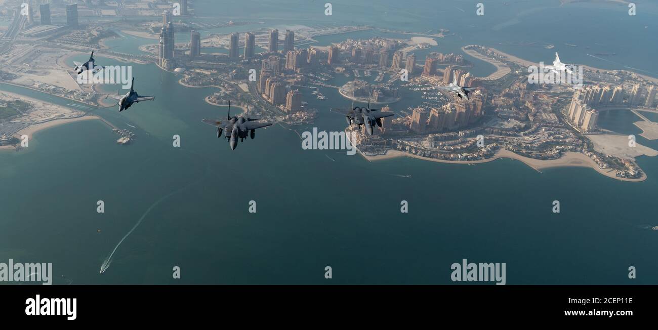 Qatari Emiri Air Force's (QEAF) Mirage 2000s and Rafales fly in ...