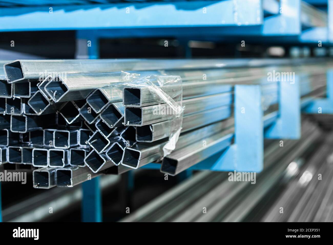 Rectangular metal pipes . Steel materials, construction supplies Stock ...