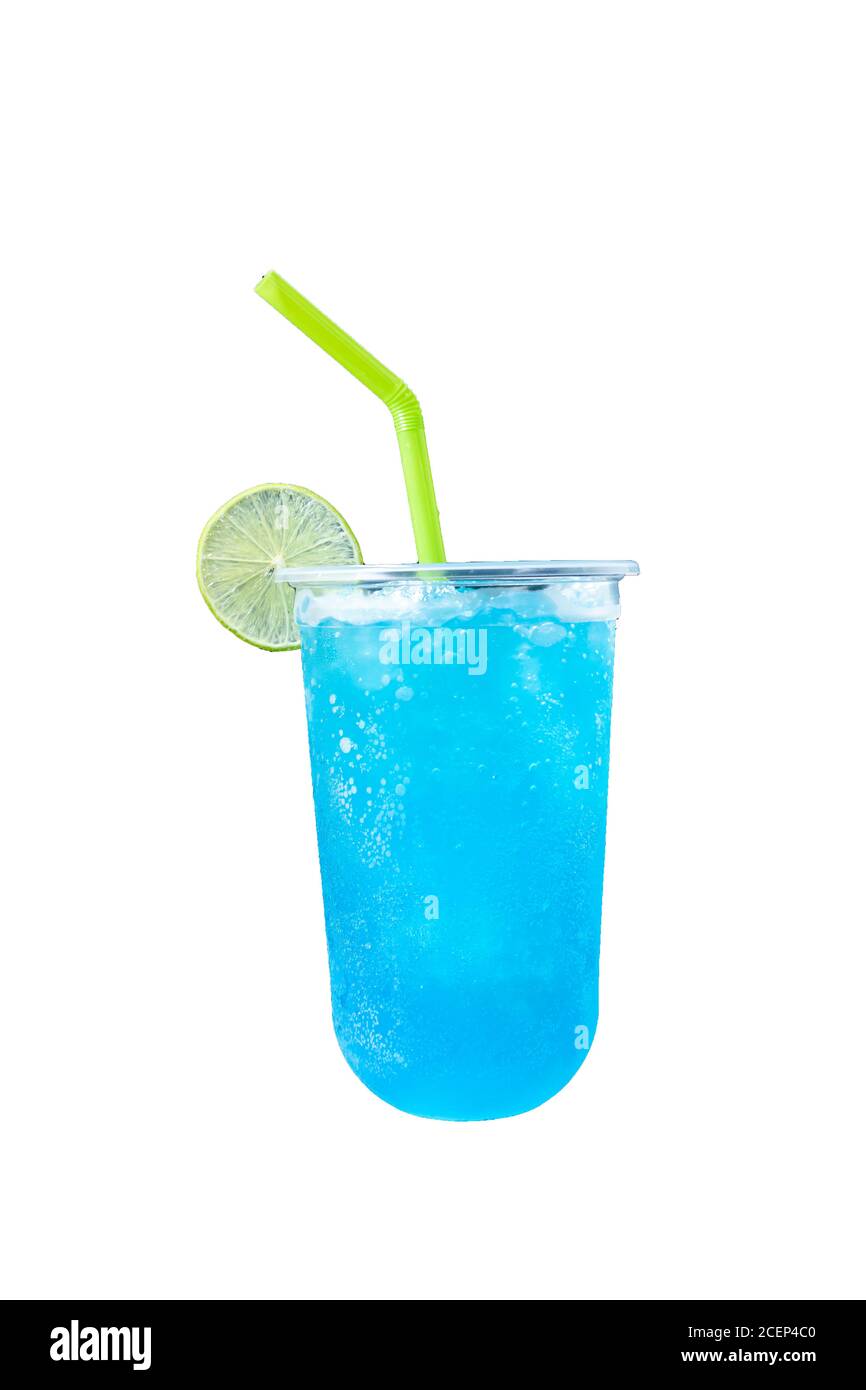 Blueberry soda sweet water Isolated on a white background Stock Photo ...