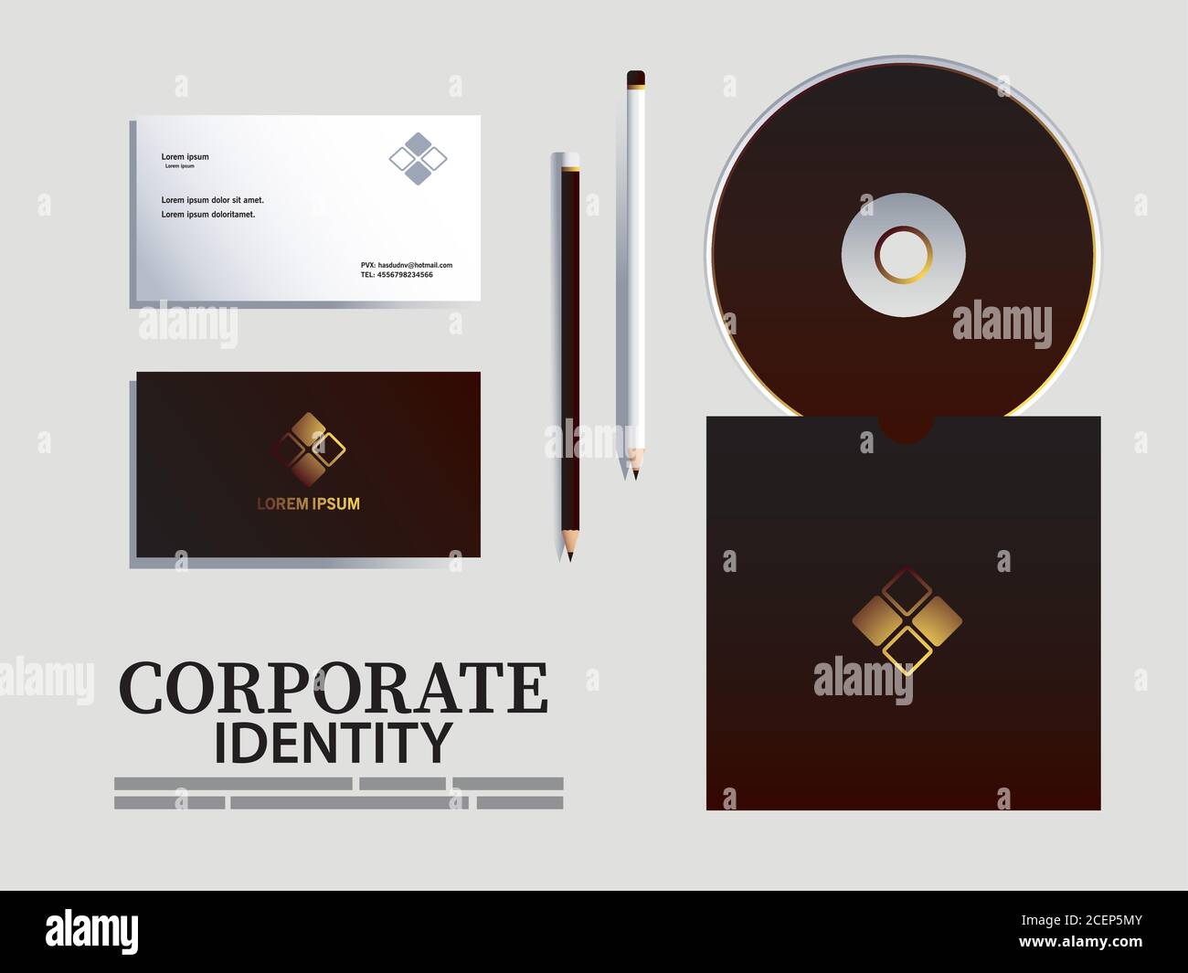CD with envelopes and pencil for elements of identity corporation ...