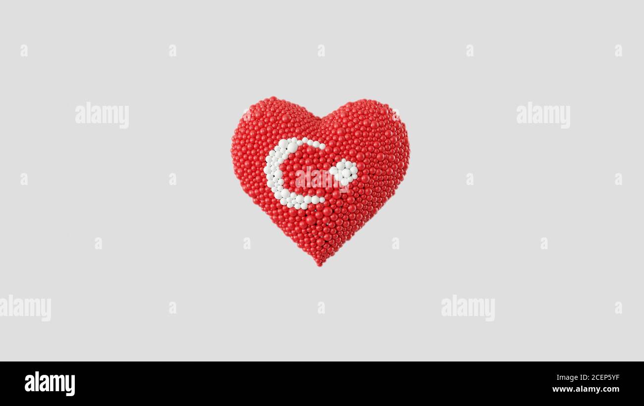 Turkey National Day. October 29. Heart shape made out of shiny spheres ...