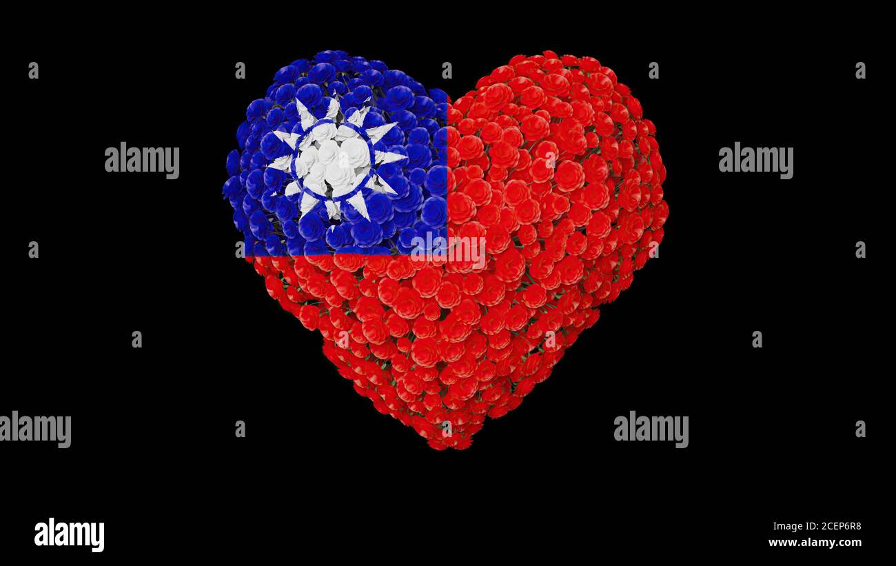 Taiwan. National Day. 10 October. Heart shape made out of flowers on ...