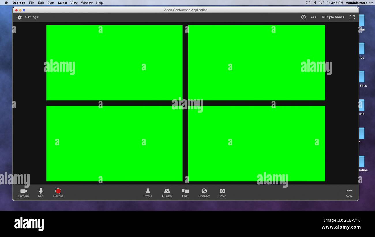 Generic Video Conferencing Interface with Four Green Screen Frames for ...