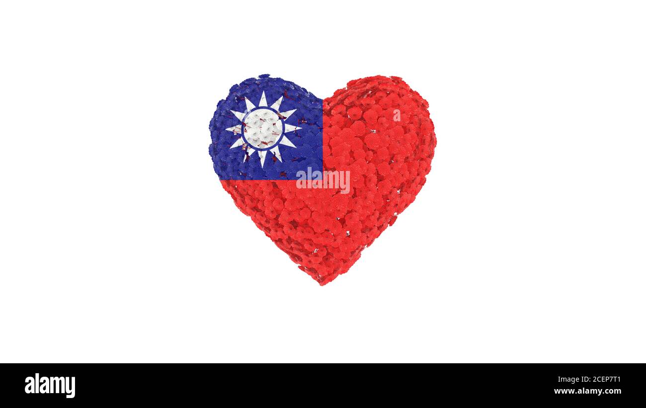 Taiwan. National Day. 10 October. Heart shape made out of flowers on ...