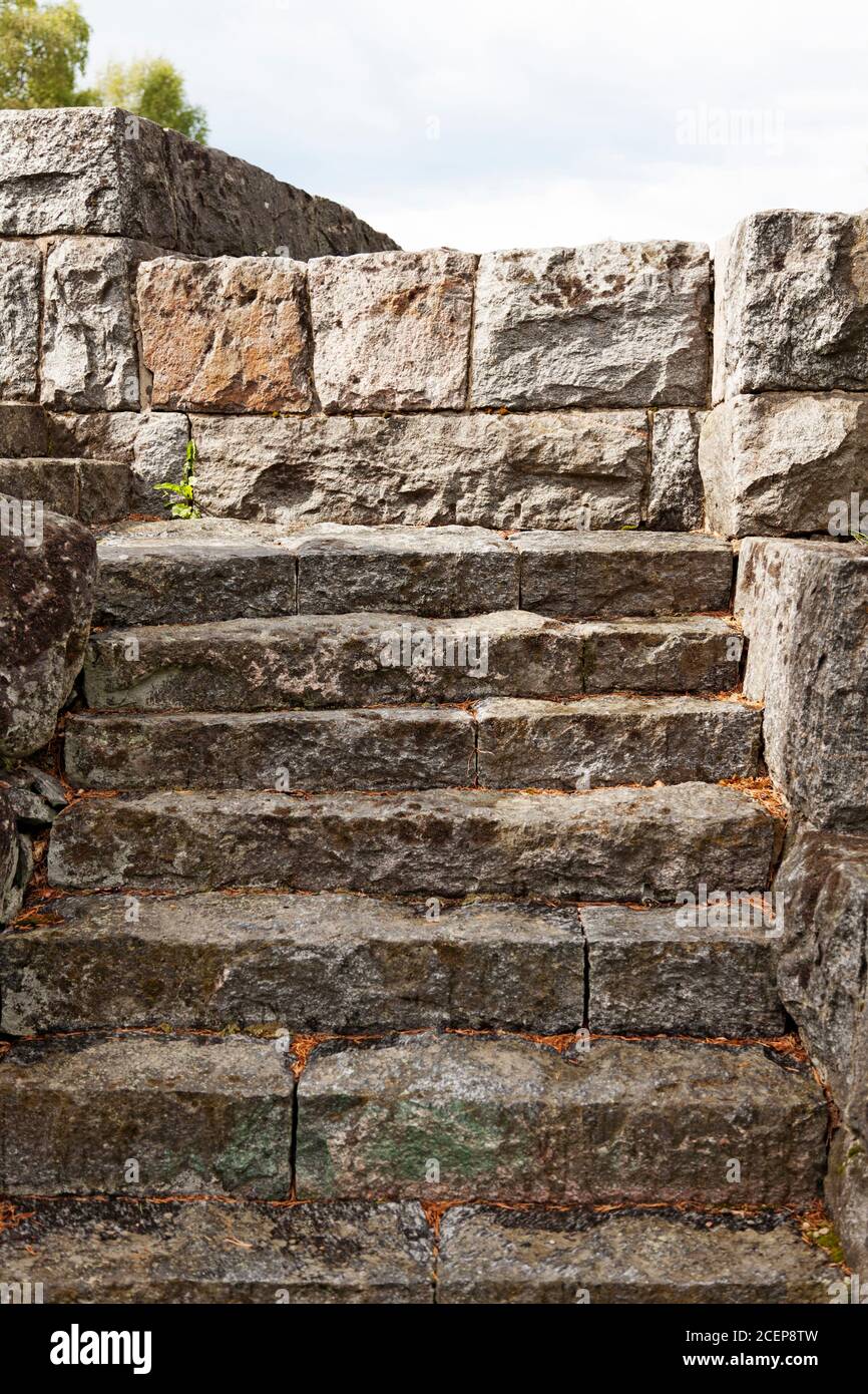 a medieval stone staircase leading up to a castle Stock Photo - Alamy