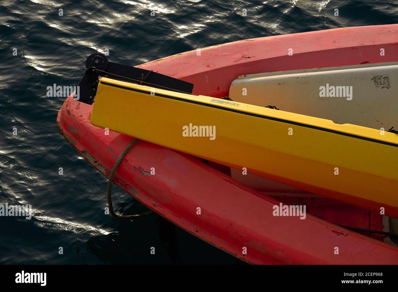 Closeup shot of a boat on the water in the harbor Stock Photo - Alamy