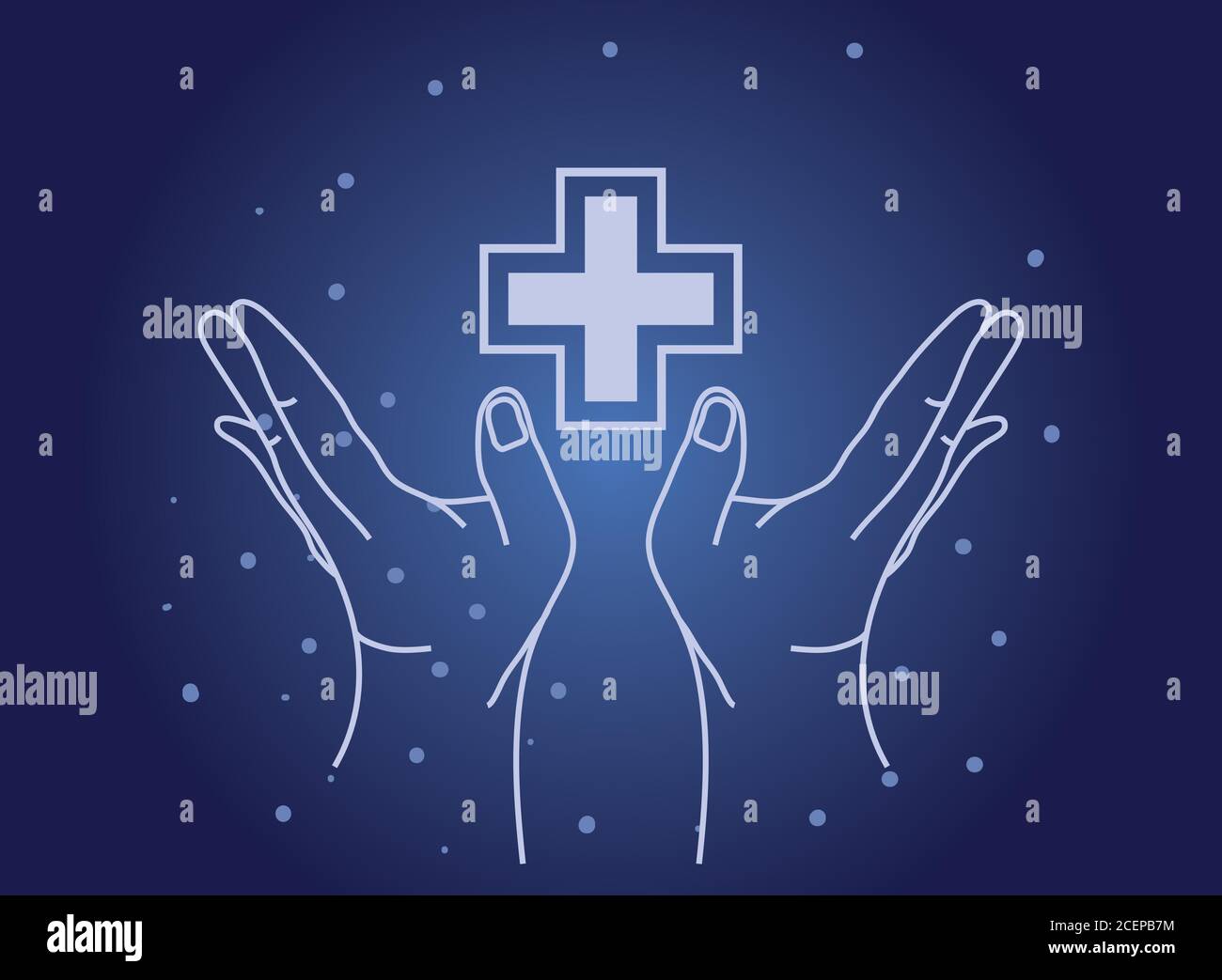 hands with cross symbol of protection vector illustration design Stock ...