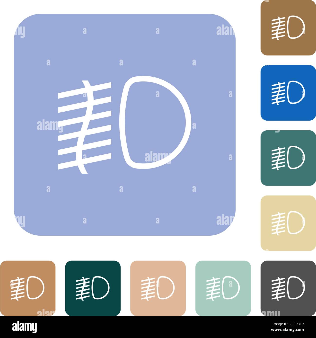 Fog lights white flat icons on color rounded square backgrounds Stock ...