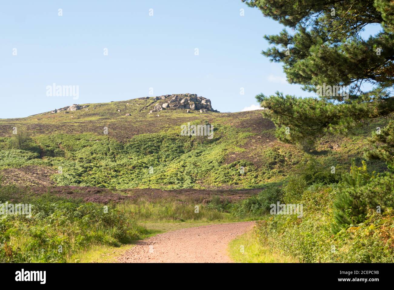 View looking towards the crags of Simonside above Rothbury from a ...