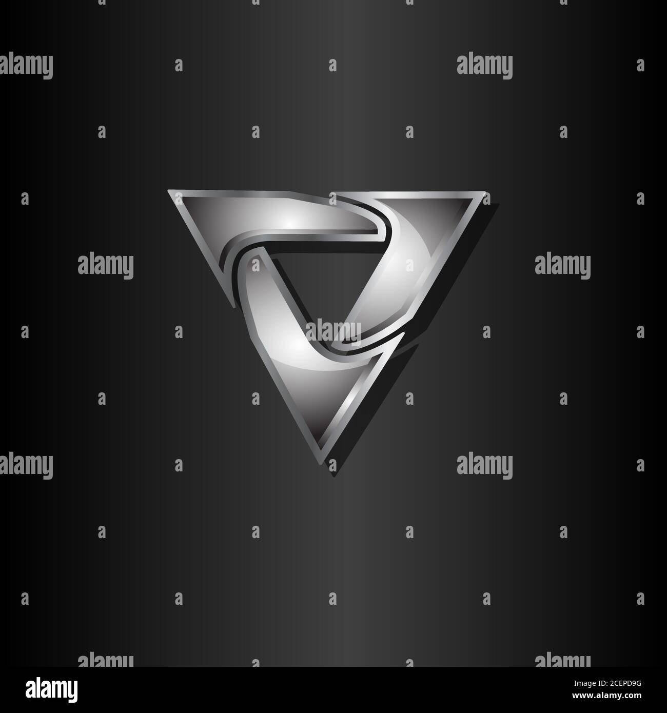 Modern design triangle with color metal on black background. Emblem ...