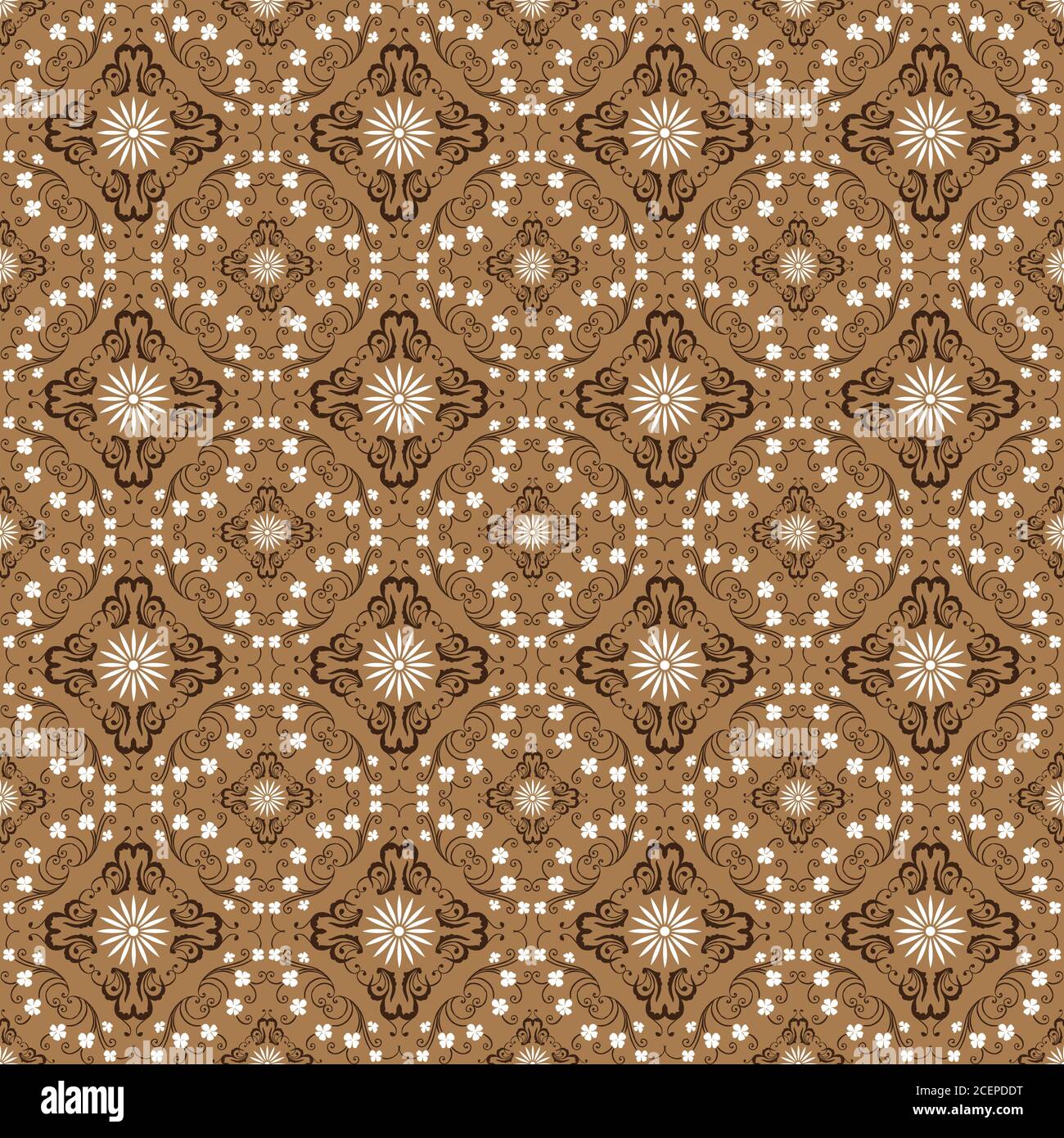 Beautiful flower pattern on Jogja batik with seamless brown color ...