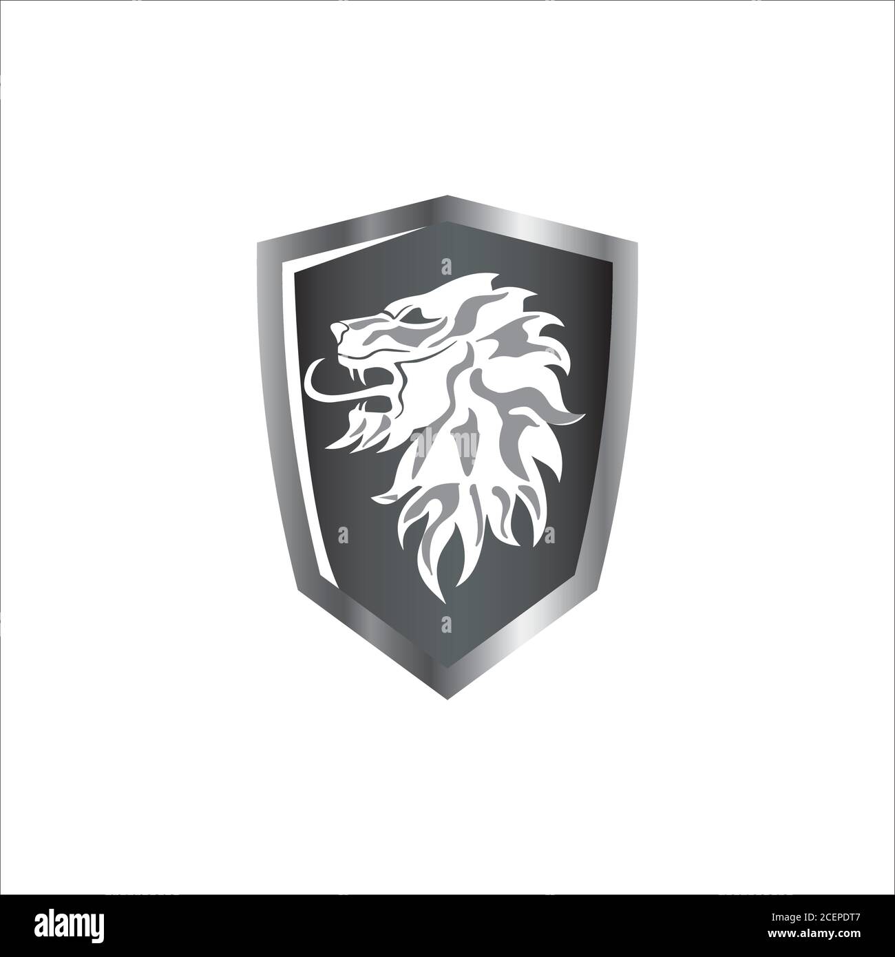 Lion roar on shield icon symbol with color grey. Flat design head lion ... Lion roar on shield icon symbol with color grey. Flat design head lion ...