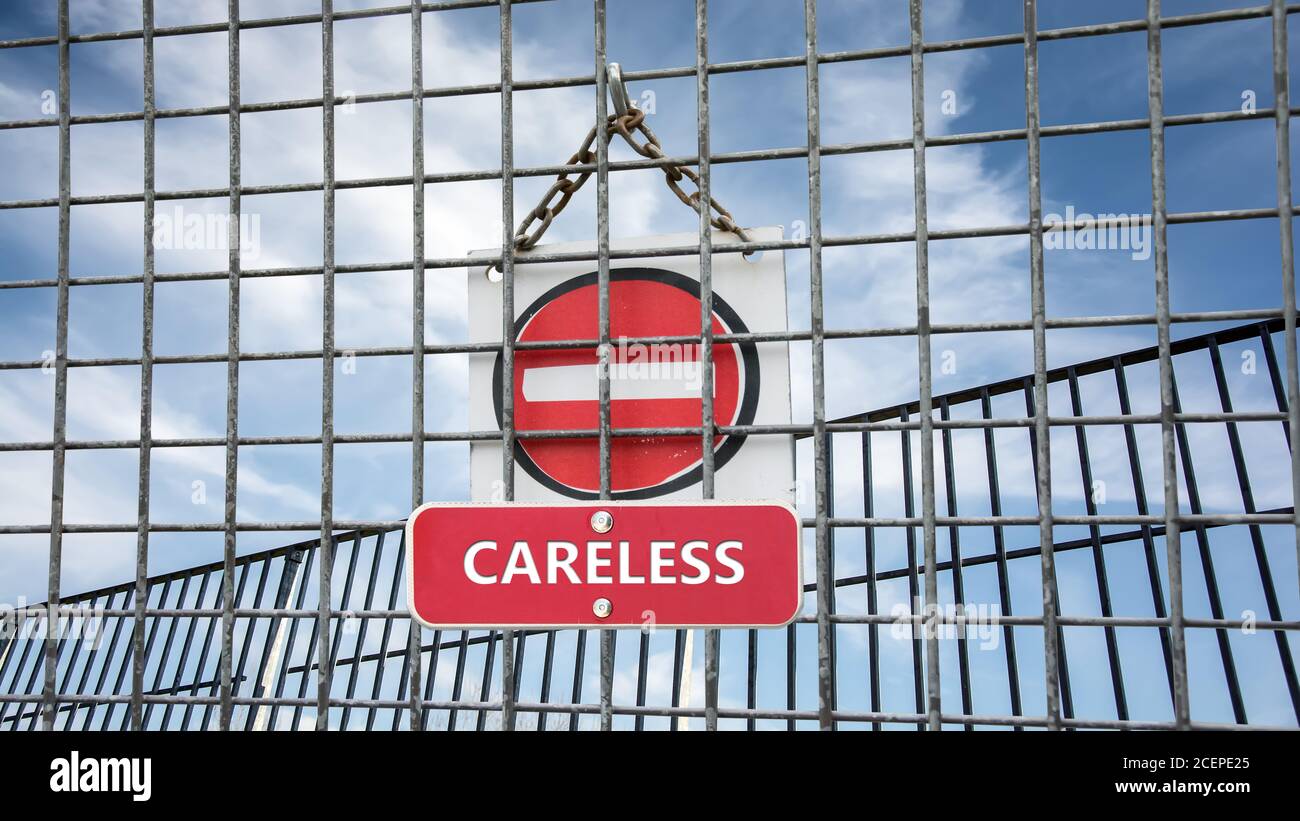 Street Sign the Direction Way to Careful versus Careless Stock Photo ...