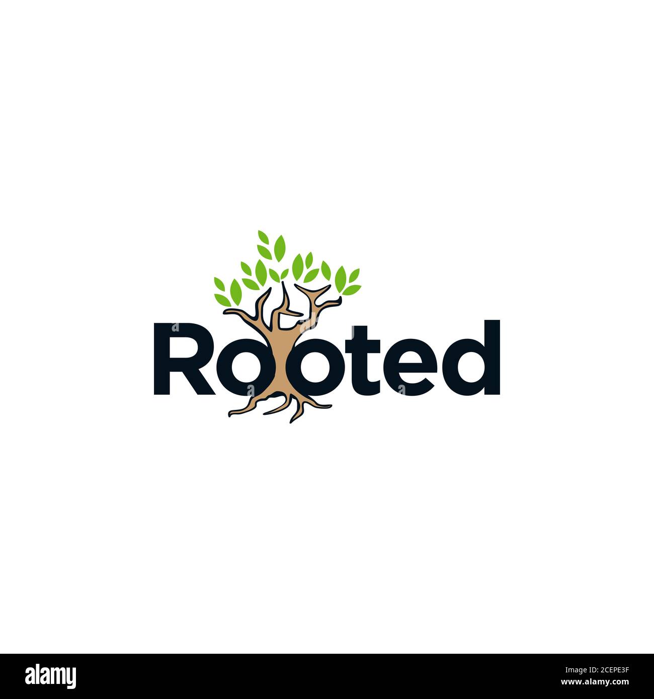 Letter rooted with tree roots on the white background. Flat design ...