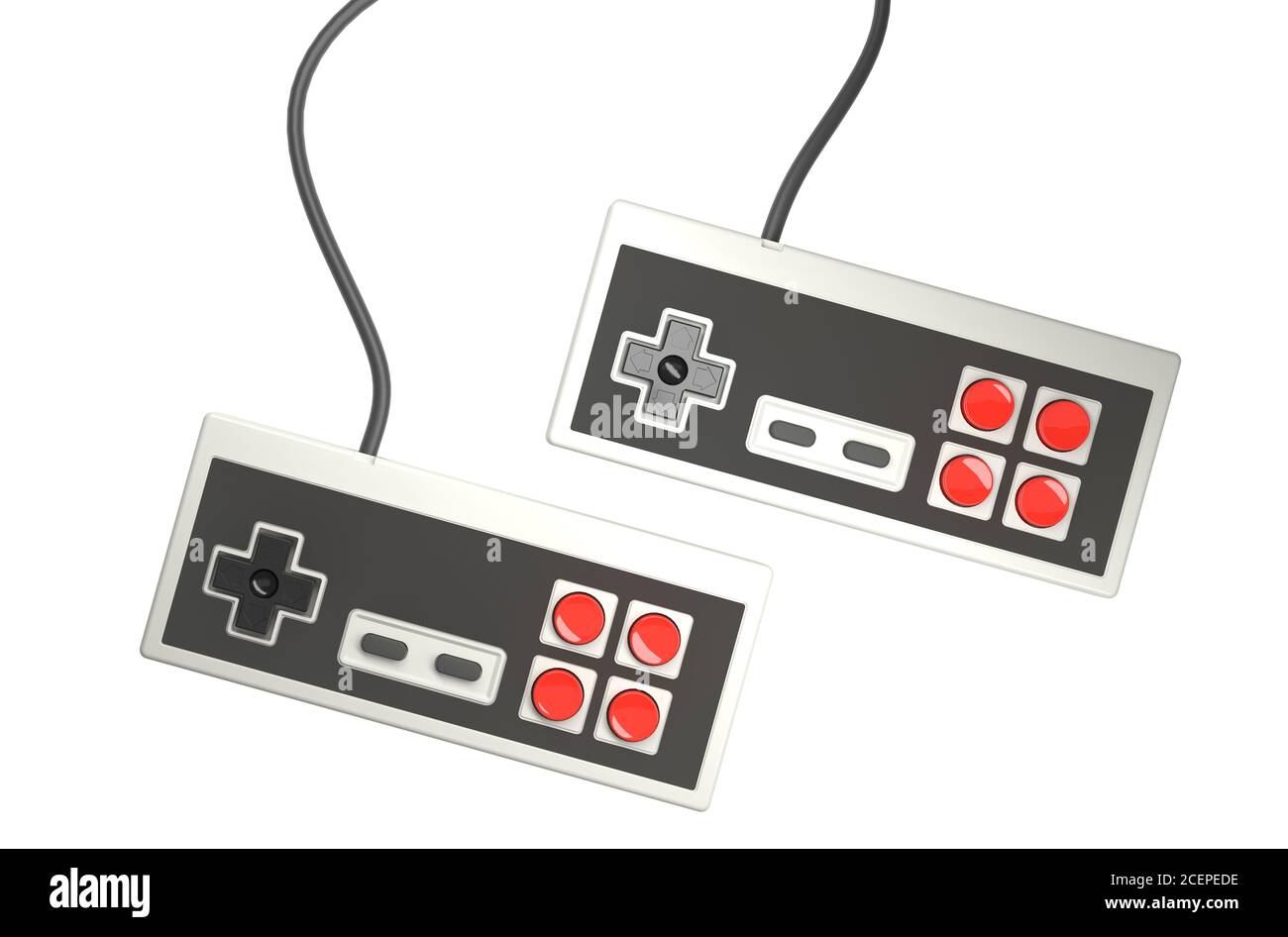 Retro computer gaming controller joystick on a white background Stock ...
