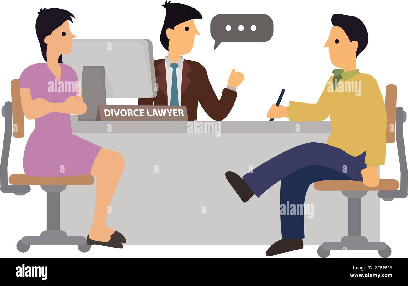 Couple went to a lawyer for a divorce. Lawyer advises couple while man ...