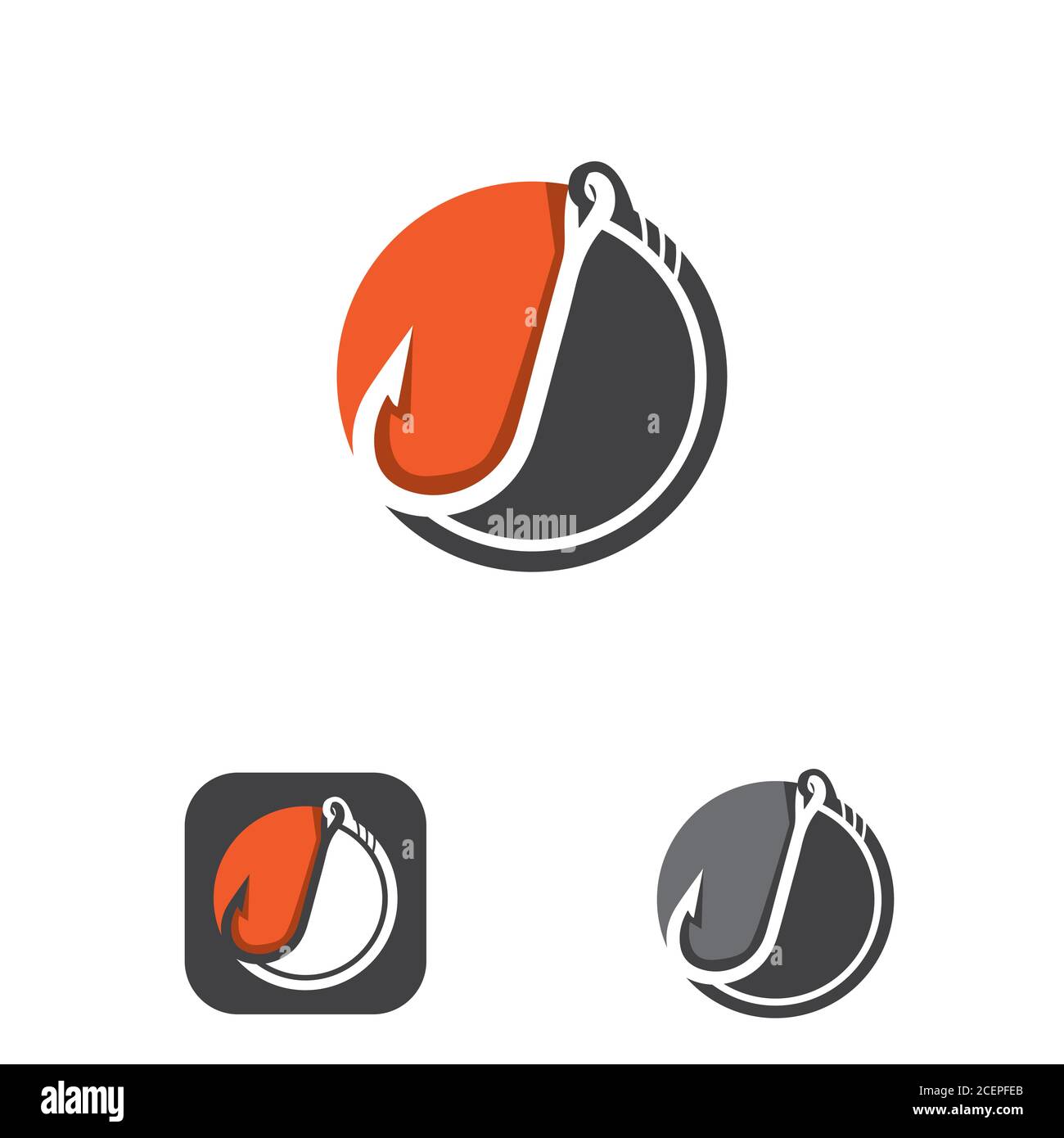 Abstract letter D icon symbol with fishing hook graphic. Flat design ...