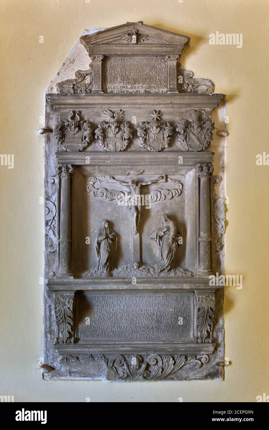 Tombstones with inscriptions in German at Church of Virgin Mary of ...