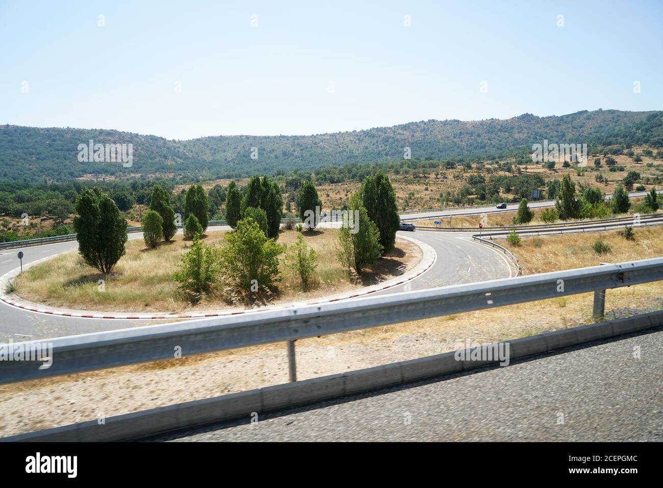 Beautiful landscape view with a traffic roundabout Stock Photo - Alamy