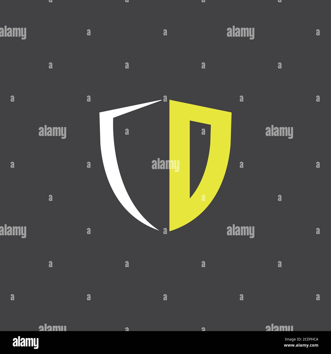 Simple design shield with letter D. Flat design shield with color ...