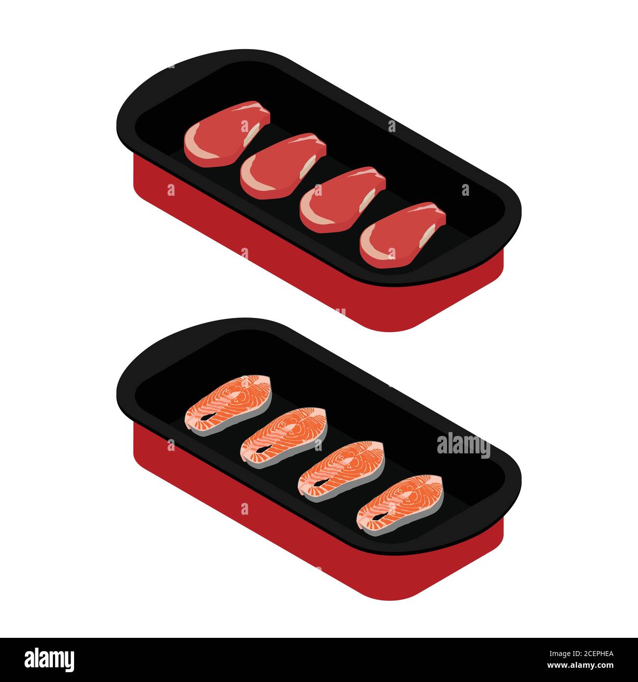 Salmon fillets on white Stock Vector Images - Alamy