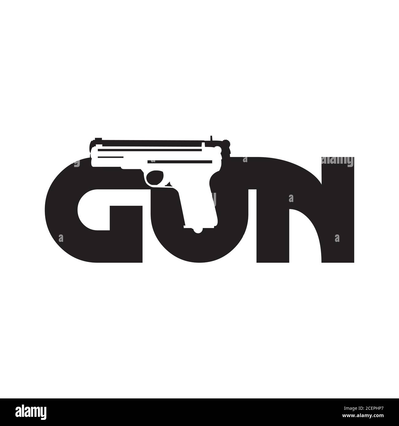 Creative design letter gun with gun vector in flat style. Flat design ...