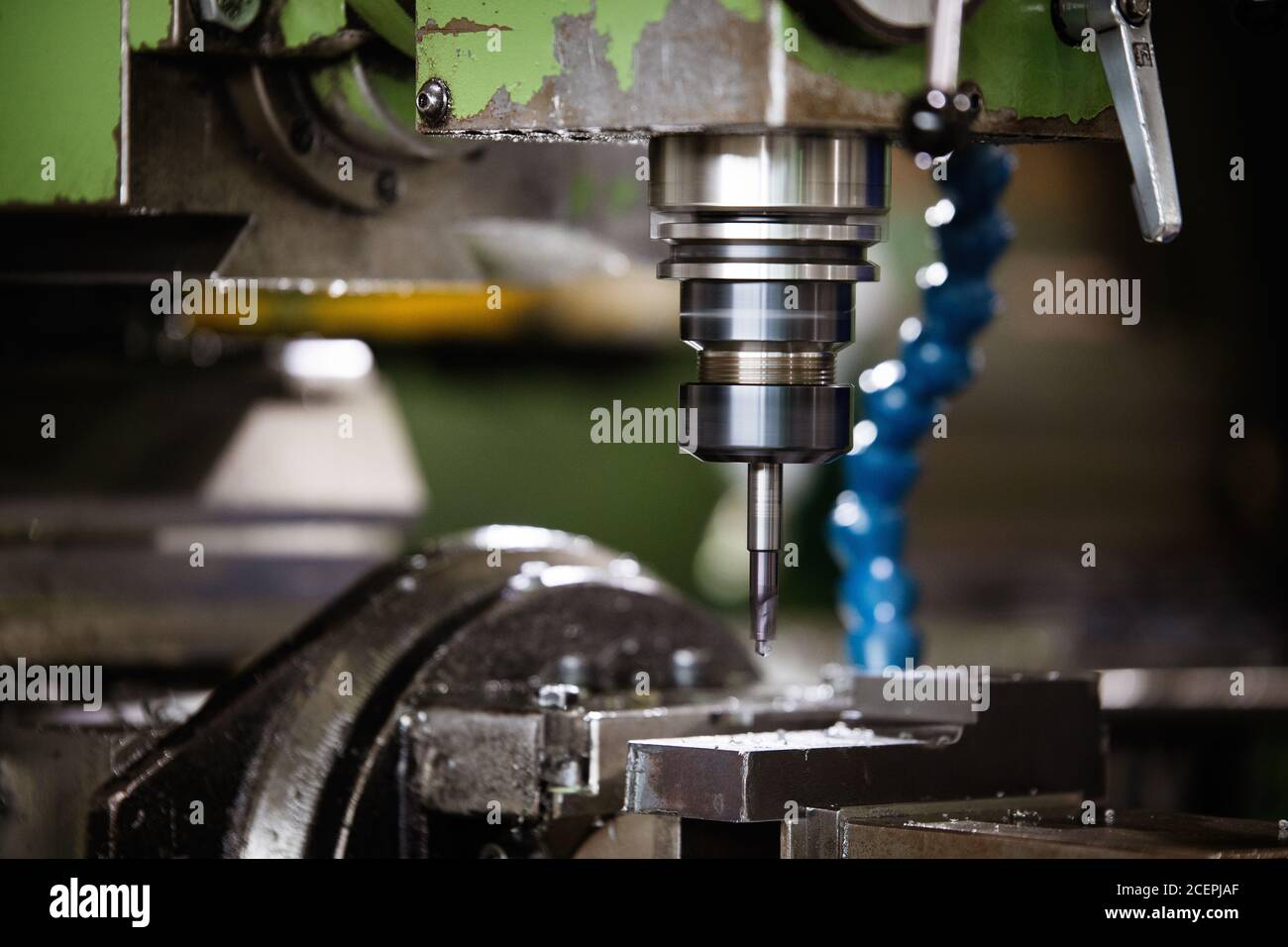Machine tool in metal factory with drilling cnc machines Stock Photo ...