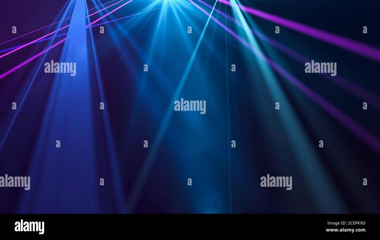 Abstract blue and violet laser light from top. Copy space, product ...