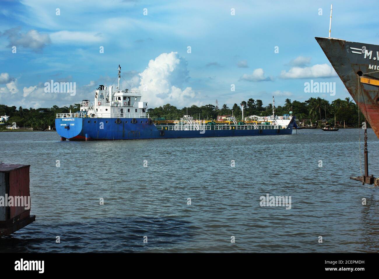 Cargo vessel anchored at the BIWT Ghat, Khulna, Bangladesh Stock Photo ...