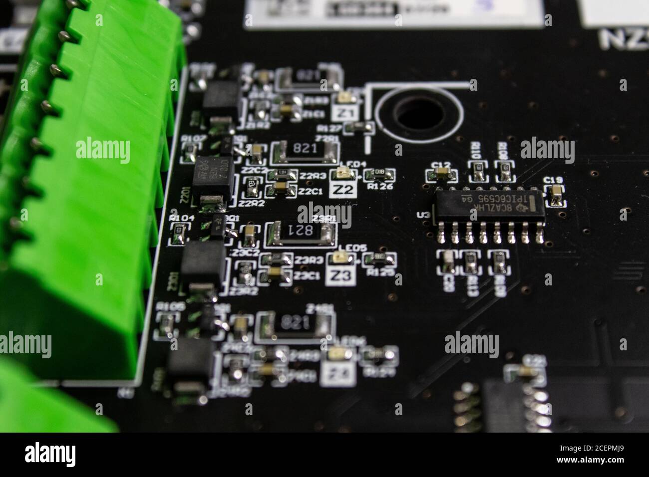 single micro chip controls zones closeup focus Stock Photo - Alamy