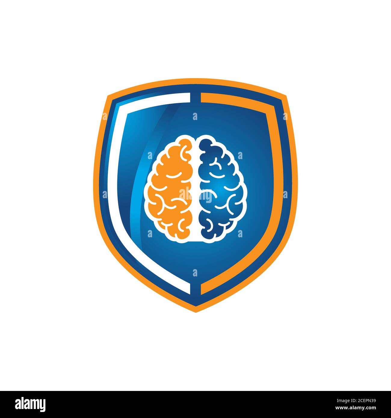 Illustration design brain isolated on blue shield. Brain vector icon ...