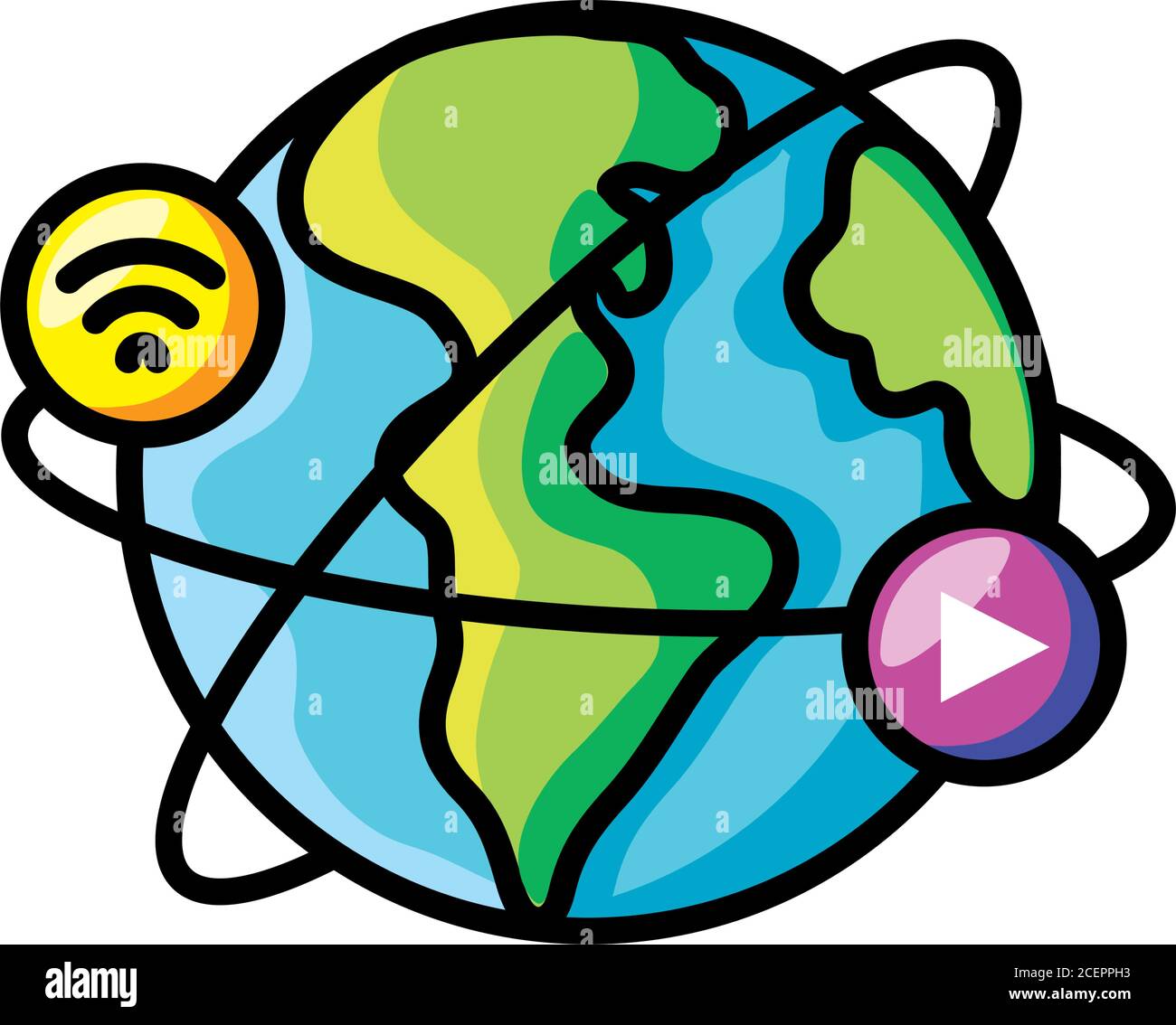 planet earth with social network icons vector illustration design Stock ...