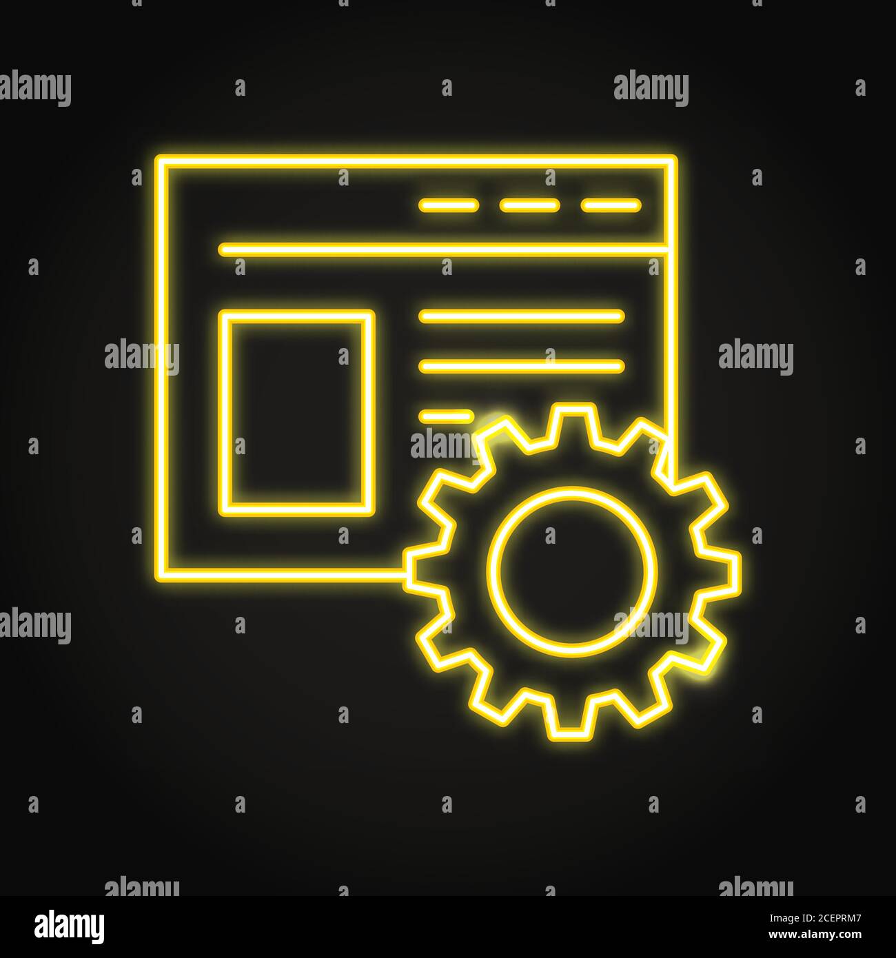 Page optimization icon in neon line style. Website SEO concept symbol ...