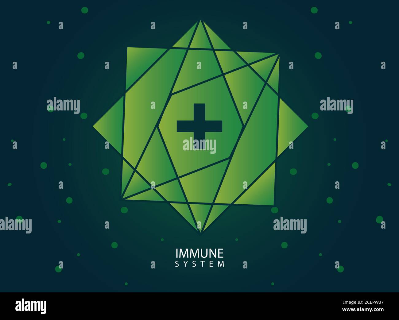 immune system with cross, virus and bacteria vector illustration design ...