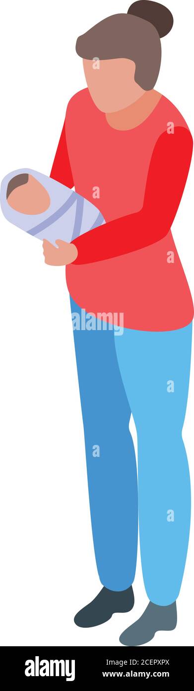 Family moment first kid birth icon, isometric style Stock Vector Image ...