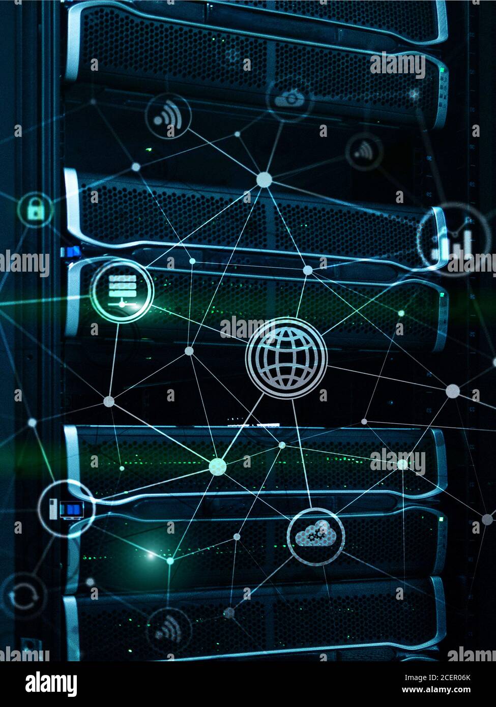 Computing concept. Technology infrastructure cloud computing and communication on data center ...