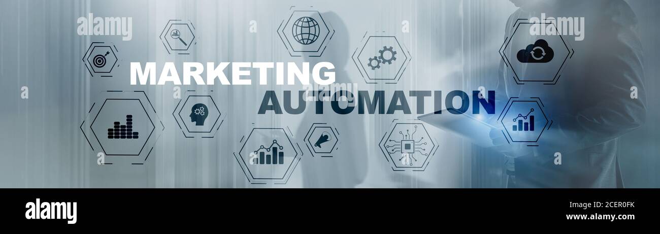 Business Marketing automation concept. Technology Process System ...
