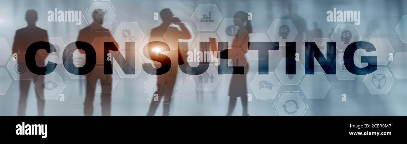 Consulting Business concept. Inscription Text and icons on website ...