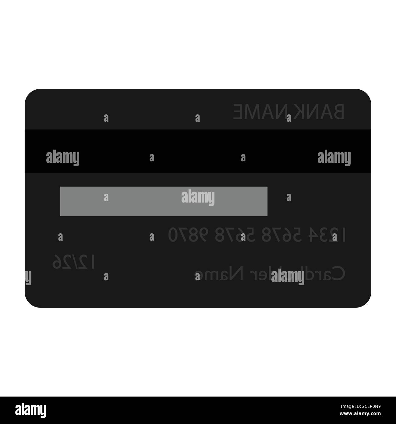 Black bank credit debit card back view isolated on white background ...