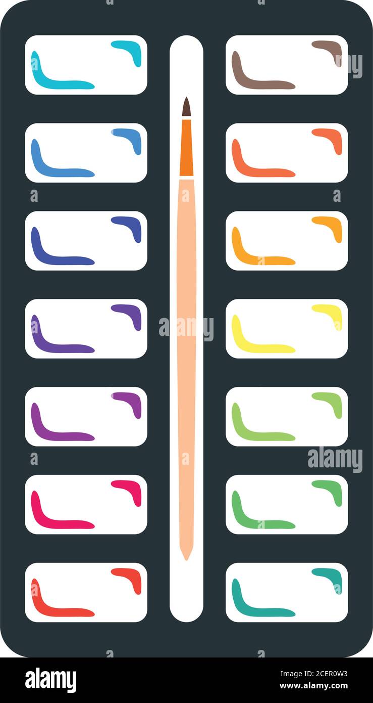 Watercolor Paint-box Icon. Flat Color Design. Vector Illustration Stock ...